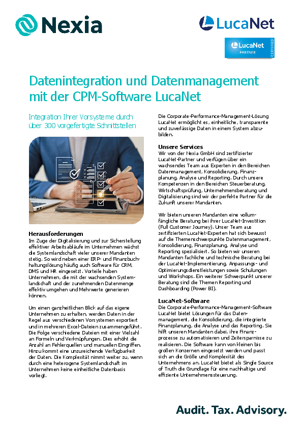 LucaNet Themenbroschüren - Nexia GmbH